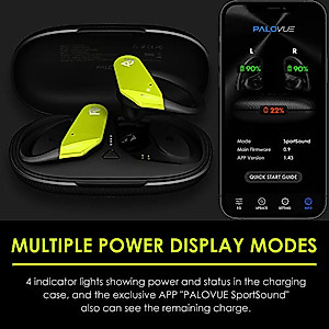 PALOVUE Wireless Earbuds Bluetooth 5.2 Headphones, Noise Cancelling and Waterproof Ear Buds with Earhooks Compatible for iPhone Android for Sport Workout Running