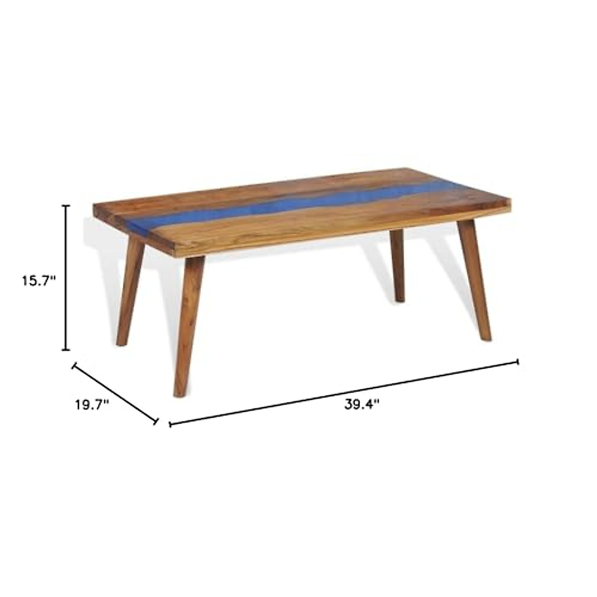 QJBSAVVA Coffee Table Teak Resin 39.4"x19.7"x15.7",Industrial Tables Floor Standing Table Cocktail Table Suitable for Meeting Rooms, Reception Rooms, Offices