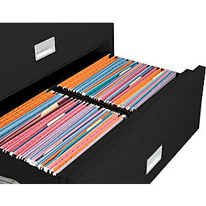 PHOENIX SAFE Lateral 38 inch 4-Drawer Fireproof File Cabinet with Key Lock, Water Seal, Black, LAT4W38B