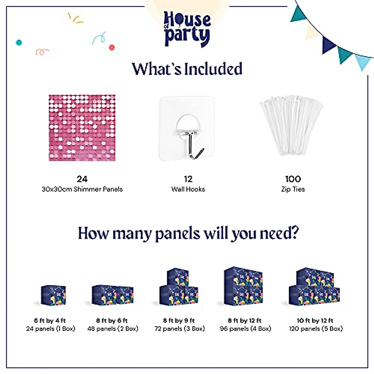 HOUSE OF PARTY Pink Shimmer Wall Backdrop - 24 Panels Round Sequin Shimmer Backdrop for Birthday Decorations | Wedding, Graduation & Bachelor Party Supplies