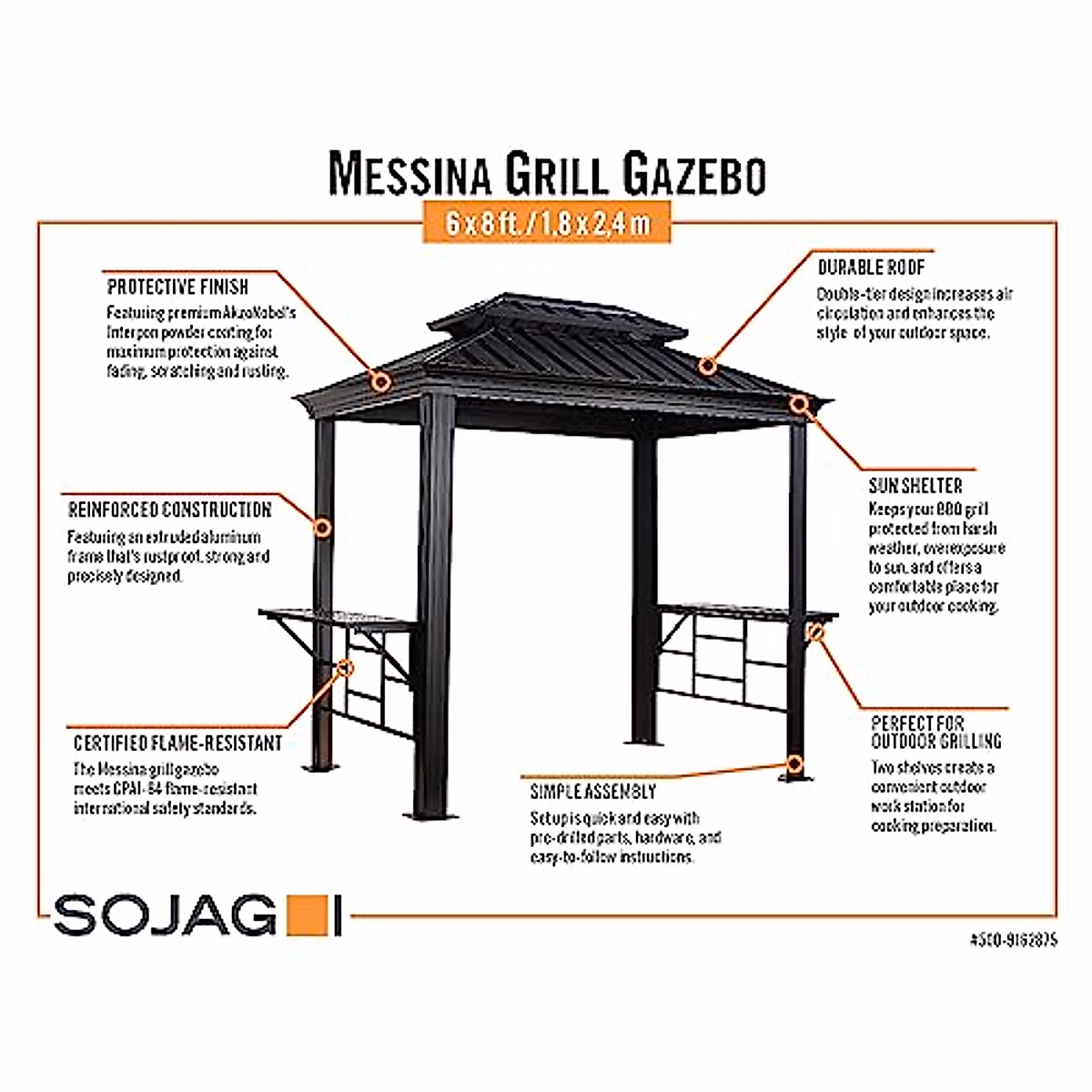 Sojag BBQ Messina 6 ft. x 8 ft. Grill Gazebo