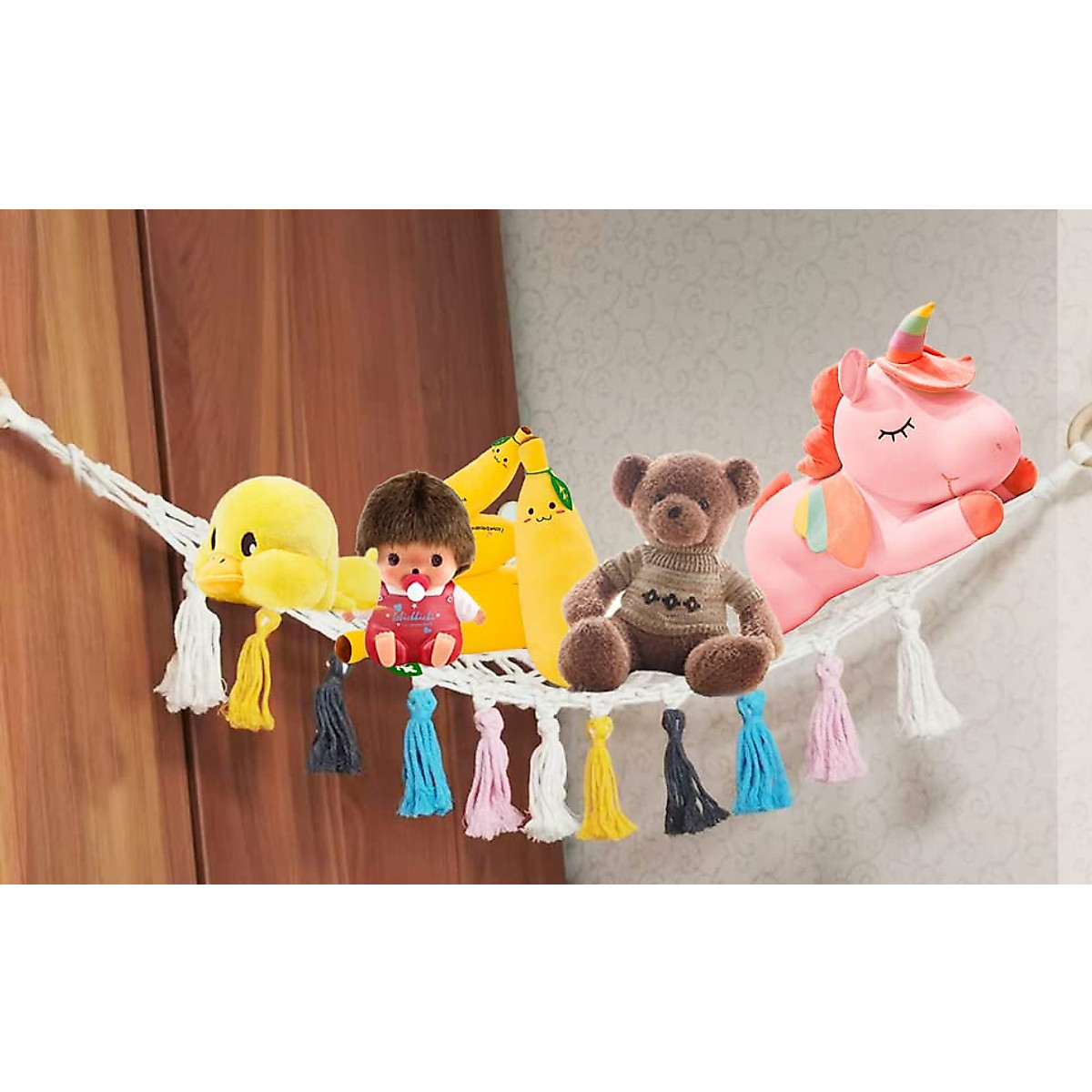 taknap Stuff Animals Organizers for plushie holder and squishmallow hammock and plushie net adding a decorative touch to the corner of the Play Room Bedroom(small size)(30"x30"x42") small size