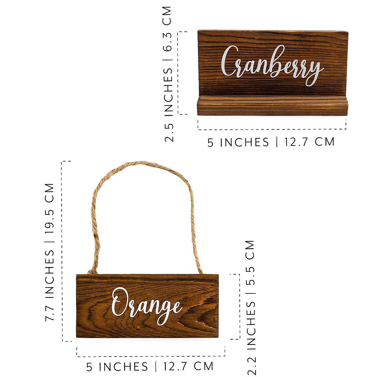 Darware Rustic Wood Beverage Signs (7-Flavor Mimosa Set); Drinks Labels for Coffee Urns, Iced Beverage Dispensers, and Carafes