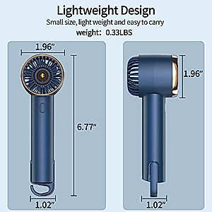 Handheld Fan, Mini Portable Fan USB Rechargeable with Hanging Hook, 3 Speeds, 3000mAh Personal Desk Turbo Fans, Small Pocket Fan for Indoor Outdoor Travel