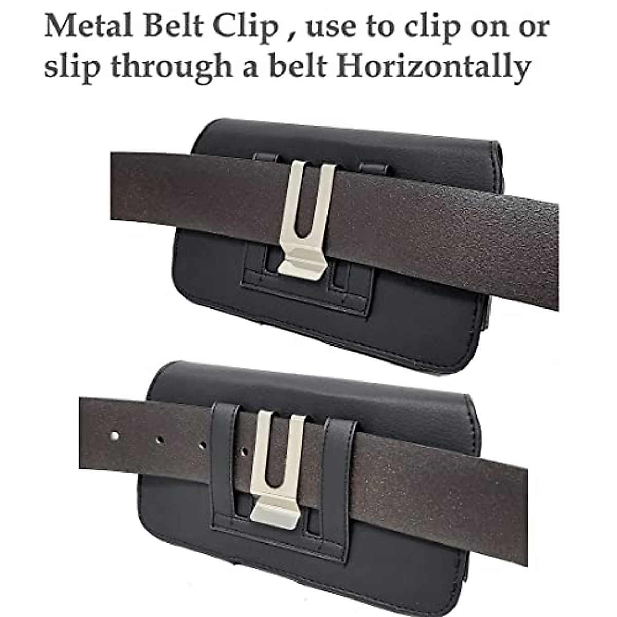 AIScell Red Black Oversize Leather Pouch Holster Belt Loop Case Universal Faux Leather Horizontal Cellphone Belt Clip Hip Holster for Smartphones 7.00X3.60X0.60 Inches Fits Phone with Thick Cover