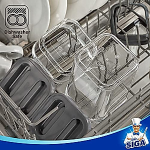 MR.SIGA 8 Piece Airtight Food Storage Container Set, BPA Free Kitchen Pantry Organization Canisters, One-Handed Airtight Plastic Containers with Lids for Cereal, Spaghetti, Pasta, Gray