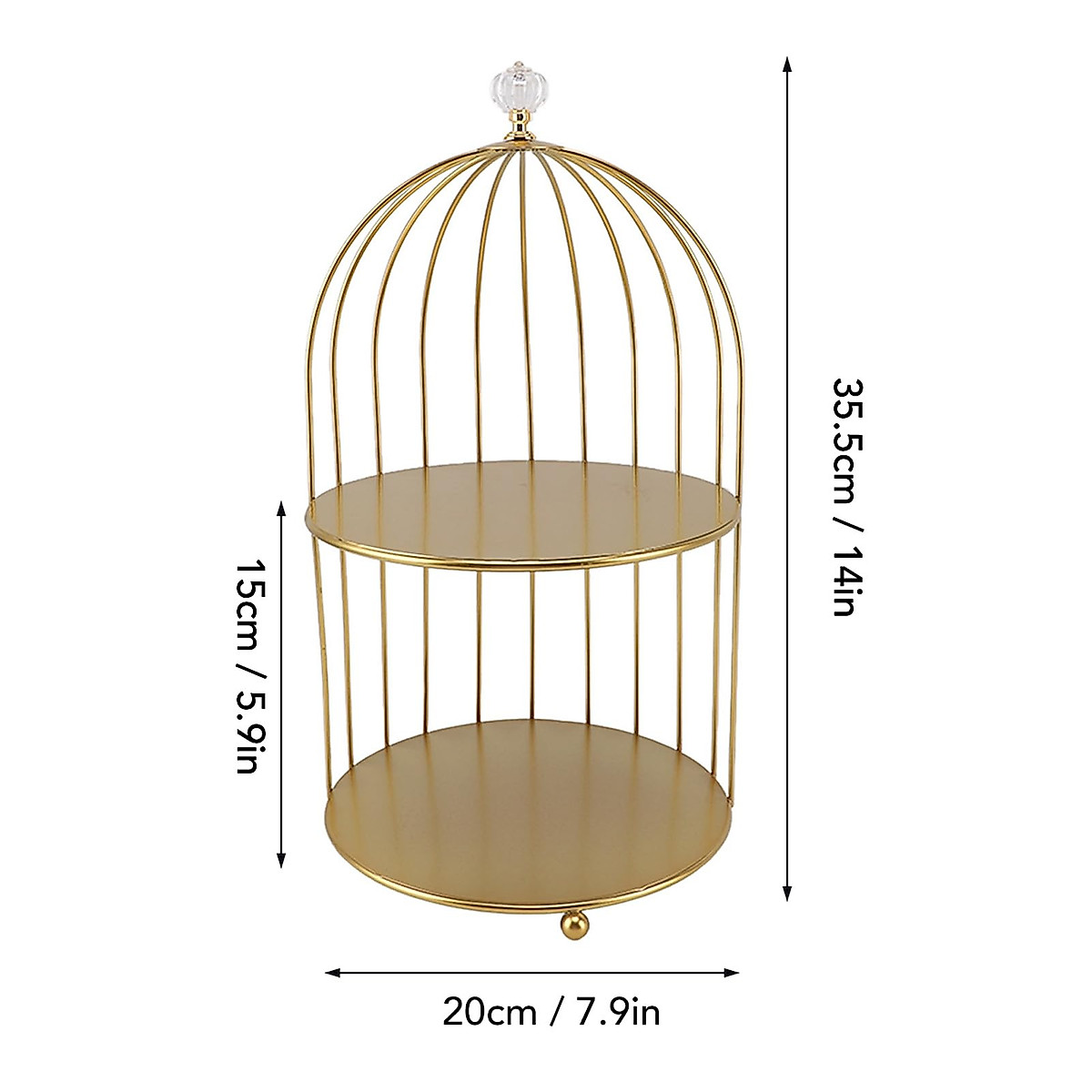 FTVOGUE Bird Cage Cosmetic Organizer,Cosmetic Rack Bird Cage Desktop Makeup Organizer Rack, Space Saving Iron Unique Makeup Display Rack for Home Bathroom, Gold (Double Layers)