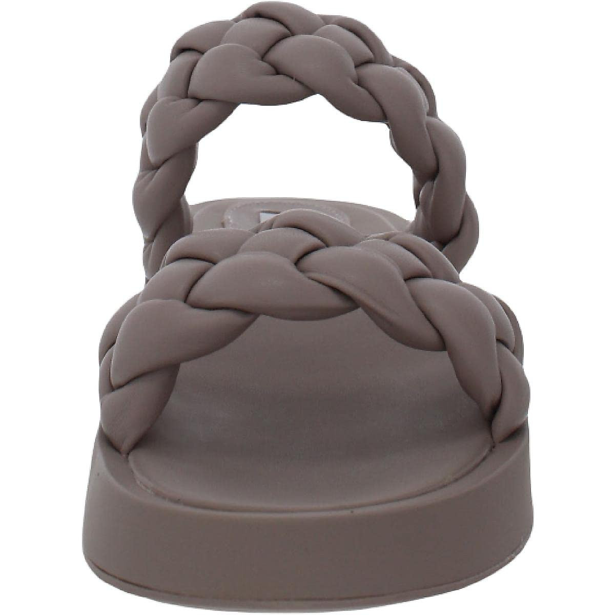 Steve Madden Hillary Taupe Slip On Rounded Open Toe Platform Braided Sandals (Taupe, 11)