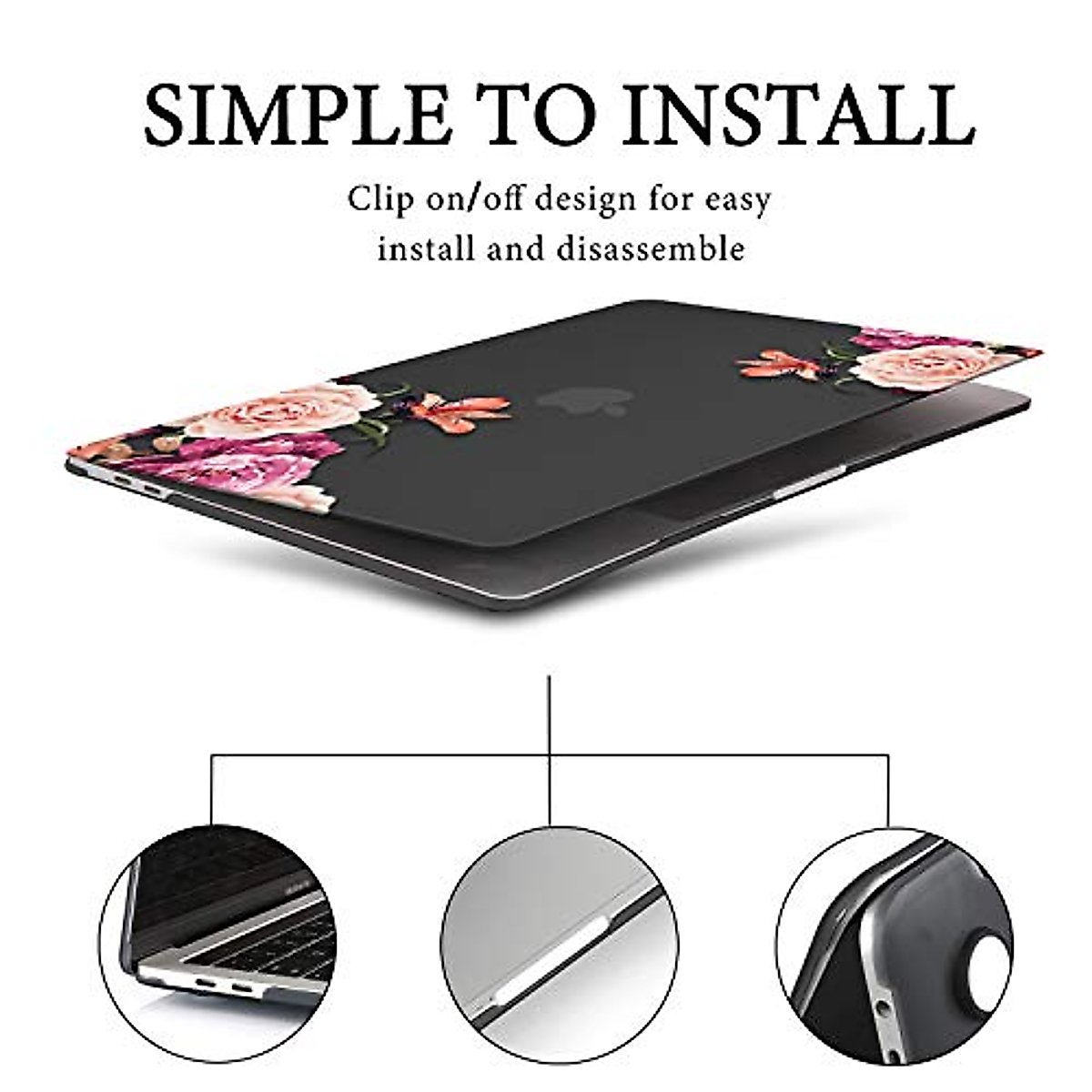 iLeadon MacBook Pro 13 inch Case 2020 Release Model A2338 M1/A2251/A2289, Plastic Hard Shell Case with Keyboard Cover Only Compatible 2020 New MacBook Pro 13 with Touch Bar Fits Touch ID, Peony Flower