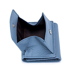 Yocipa Small Wallet For Women RFID Leather Compact Card Wallets Womens Thin Front Pocket Purse(Blue)