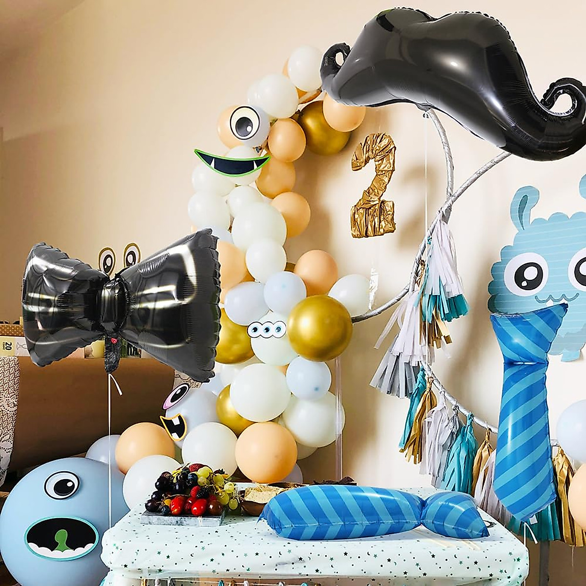 Big Black Bow Tie Balloon Bowtie Balloon Father's Day Balloon Mouse Balloon, 6 Pack Bow Balloon Bowknot Foil Balloons Mouse Party Decoration For Birthday Wedding Bridal Baby Shower Gender Reveal