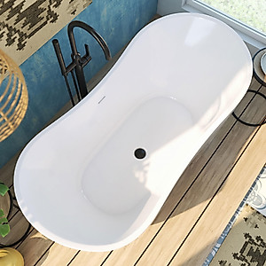 DreamLine Nile 59 in. L x 28 in. H Acrylic Freestanding Bathtub with Matte Black Finish