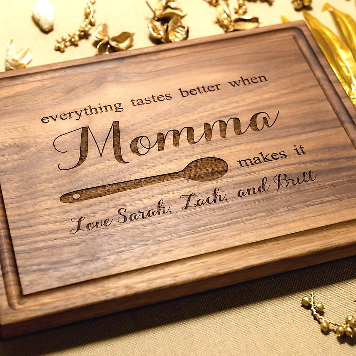Walnut Artisan Personalized Cutting Boards, Custom Mother's Day Gift Idea, Wood Engraved Charcuterie Cheese Board for Grandmother, Momma Design 107