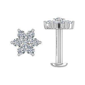 0.15 Carat 7-Stone Cluster Diamond Nose Pin Stud in 18K White Gold