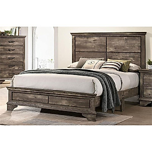 BOWERY HILL Transitional Wood Eastern King Panel Bed in Gray