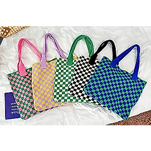 Pocadri Women's Contrasting Shoulder Bag Cotton Hemp Soft Multifunctional Large -Capacity Knitted Bag Handbags