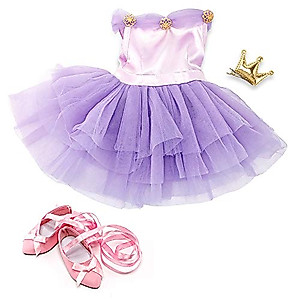 OCT17 Fits Compatible with American Girl 18" Ballet Outfit 18 Inch Doll Clothes Accessories Costume Set Purple Dress Golden Crown Pink Ballet Shoes