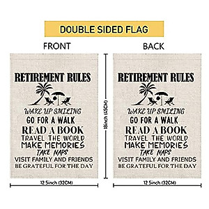 POFULL Retirement Rules Garden Flag Retirement Yard Sign Retired Nurse Teacher Coworker (Retirement Rules Flag)