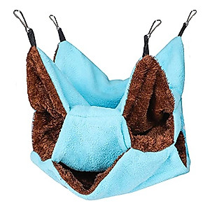 Small Animal Hammock Small Pet Cage Hanging Hammock Swinging Bed Warm Plush 3 Tier Hanging Bed Nap Sack Swing Bag Ferret Squirrel Hamster Rat Playing Sleeping Sugar Glider Squirrel Chinchilla Hideout