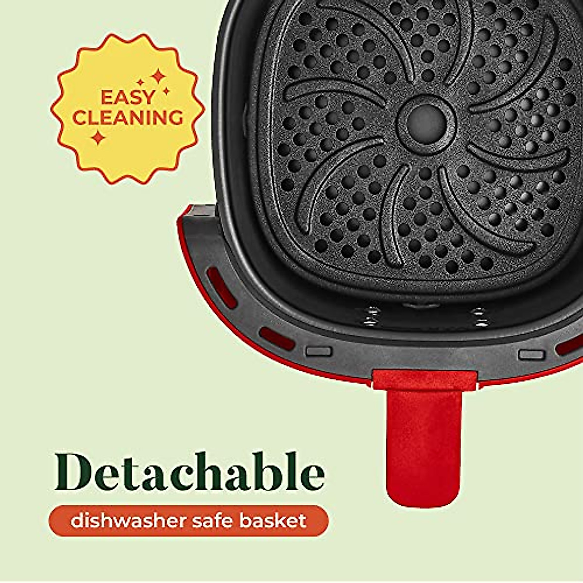 BELLA 2.9QT Manual Air Fryer, No Pre-Heat Needed, No-Oil Frying, Fast Healthy Evenly Cooked Meal Every Time, Removeable Dishwasher Safe Non Stick Pan and Crisping Tray for Easy Clean Up, Matte Red