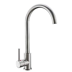 High Arch Kitchen Faucet Brushed Nickel,360 Degree Swivel Spout Kitchen Sink Faucet Hot and Cold Water Mixer, Modern Lead-Free Commercial Bar Sink Faucet fit for 1 Hole Single Handle Faucet Anti-Rust