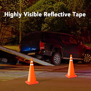 [2 Pack]28 Inch Collapsible Traffic Safety Cones - Parking Cones with Reflective Collars,Orange Safety Cones for Parking lot，Driveway, Driving Training etc.