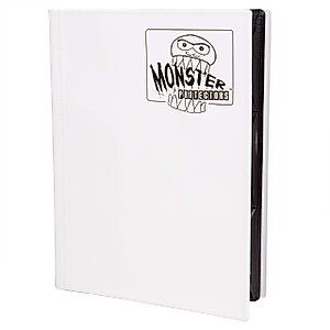 Monster 9 Pocket Trading Card Binder - Matte White Album, Anti-Theft & Anti-Drop TCG Protection w Side Loading Padded Pockets, Double Sided, Holds 360 Cards, For Sports, Gaming, Kpop, Christmas Gift