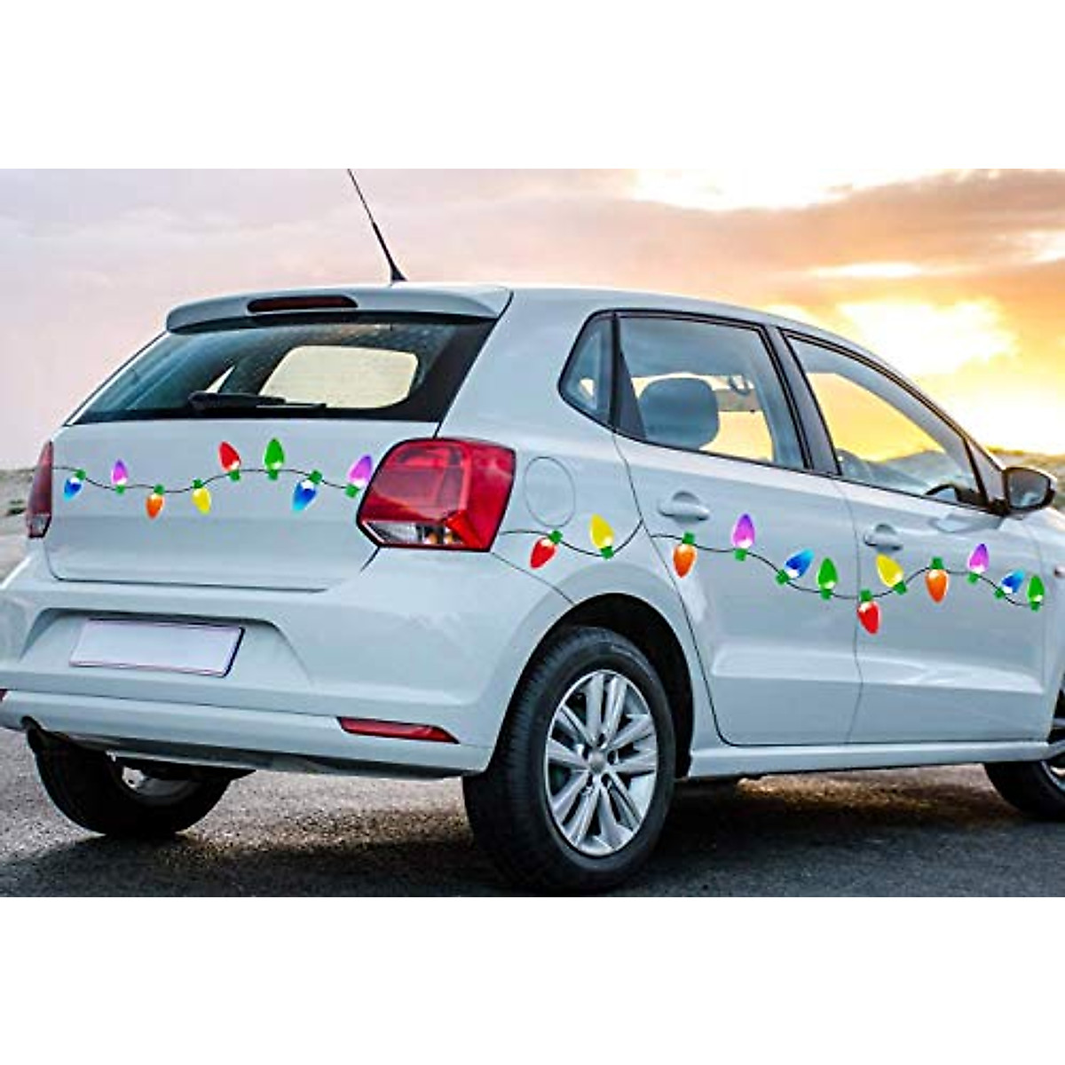 72 Pieces Christmas Car Refrigerator Decorations - 24 Reflective Bulb Light Shaped Magnets 48 Magnetic Wires Ornaments Set Xmas Holiday Cute Decor