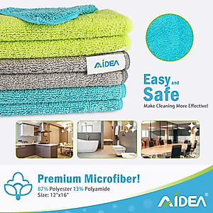 AIDEA Microfiber Cleaning Cloths-8PK, Softer Highly Absorbent, Lint Free Streak Free for House, Kitchen, Car, Window Gifts(12in.x16in.)—8PK