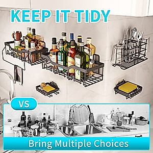 Doiueioa Shower Caddy 6 Pack Shower Organizer, Shower Shelves, Adhesive Shower Caddy for Bathroom Organizer, Large Shower Shelf for Inside Shower Rack No Drilling Rustproof Bathroom Shower Organizer, Black