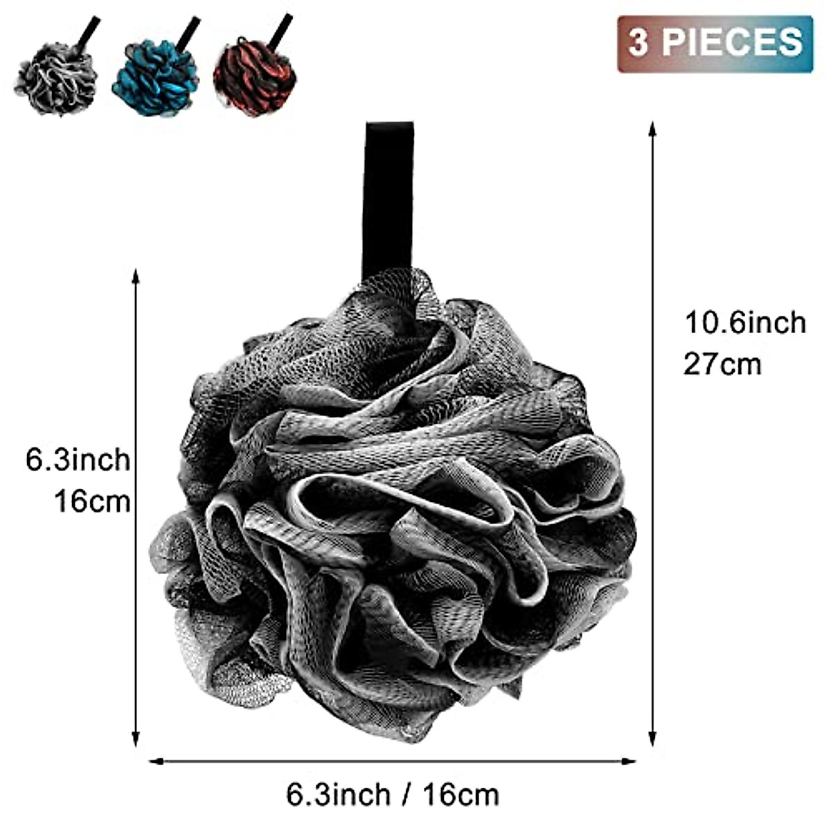 Loofah Bath Shower Sponge Body Scrubber,75g Exfoliate Mesh Pouf Shower Bouquet,3 Pack Body Wash for Women and Men