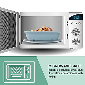 shopwithgreen Meal Prep Containers 1-Compartment, 10PCS Wheat Straw Microwave Bento Lunch Box with Lids, Reusable & Stackable Food Storage Containers, Dishwasher Freezer Safe BPA Free (32 OZ)