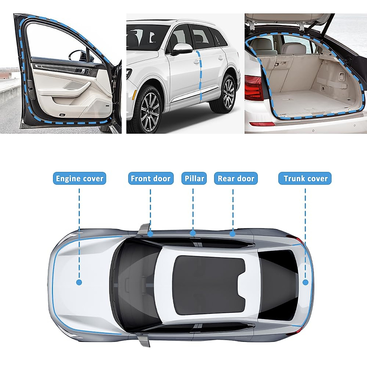 20Ft Car Door Seal Strip,U-Shaped Automotive Weather Stripping Rubber Seal Strip with Metal Clips,Universal Push-in Car Door Edge Guards Fits Car Truck Boat RV Home (20Ft)