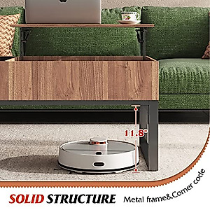 WLIVE Lift Top Coffee Table for Living Room,Modern Wood Coffee Table with Storage,Hidden Compartment and Drawer for Apartment, Home, Retro, Walnut Oak.