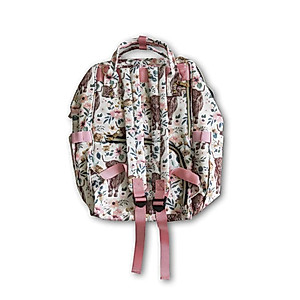 Pink Floral Highland Cow Diaper Bag Backpack