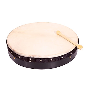 Professional 16” Diameter ‘Donard’ Bodhran in Plain Design with Tipper Beater Included - 3.5” Deep with Dark Green Finish