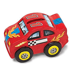 Melissa & Doug Race Car Bank: Decorate-Your-Own Kit & 1 Scratch Art Mini-Pad Bundle (08863)