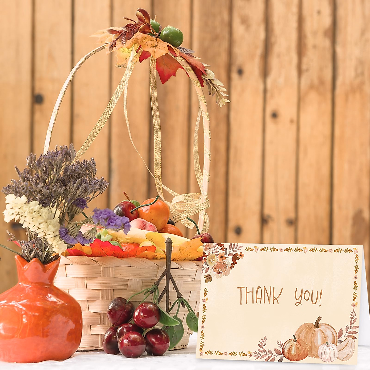 Whaline 36 Pack Fall Thank You Cards Watercolor Pumpkin Greeting Cards Blank Note Cards with Envelope & Stickers for Autumn Thanksgiving Party Supplies, 4 x 6 Inch