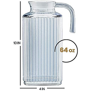 Fridge Pitcher – 60 OZ. Glass Water Fridge Pitcher with Lid By Home Essentials & Beyond Practical and Easy to use Fridge Pitcher Great for Lemonade, Iced Tea, Milk, Cocktails and more Beverages.