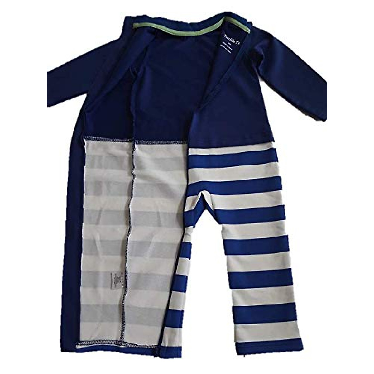 Terrible 2's Strip Proof One-Piece Romper with a Back Zipper in Blue/White (3 T)