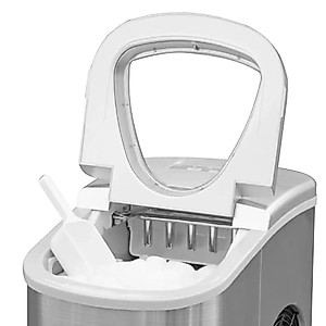 26 lb. Countertop Ice Maker, LED Control Panel Lets You Adjust Settings and Options, Integrated Bin Stores up to 1.5lb, Suitable for Restaurants, Kitchens, Etc, Stainless Steel