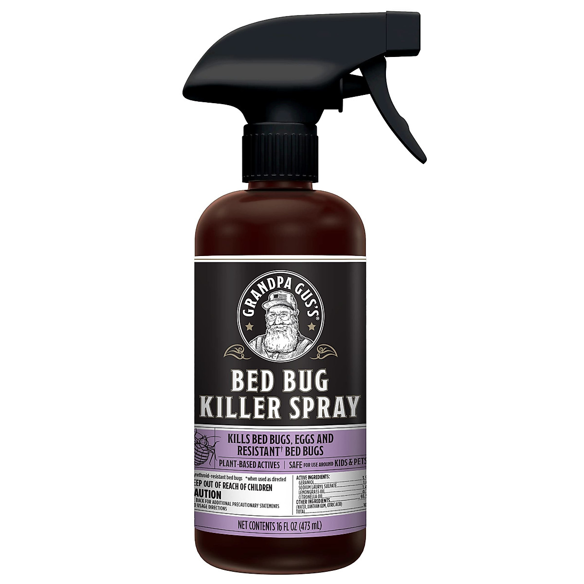 Grandpa Gus's Natural Bed Bug Killer Spray, 48 Hours Time-Release Plant-Based Actives, Kills Bed Bugs & Their Eggs, 16 fl oz