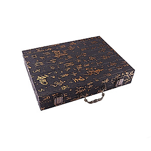 Wowwoody 1.88inch Mahogany Chines Chess Gift Box Set （Xiangqi ） Chines Traditional Xiangqi Classic Educational Strategy Board Games 2 Players Travel Game Set with Wooden Box and Leather Chessboard