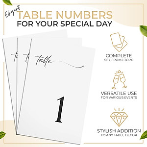 Wedding Table Numbers 1-30 Cards - Perfect for Wedding Reception, Banquets, and Special Occasions, Set Includes Numbers 1-30 and Head Table, Durable Double-Sided 6x4 inch Cards by Daivers