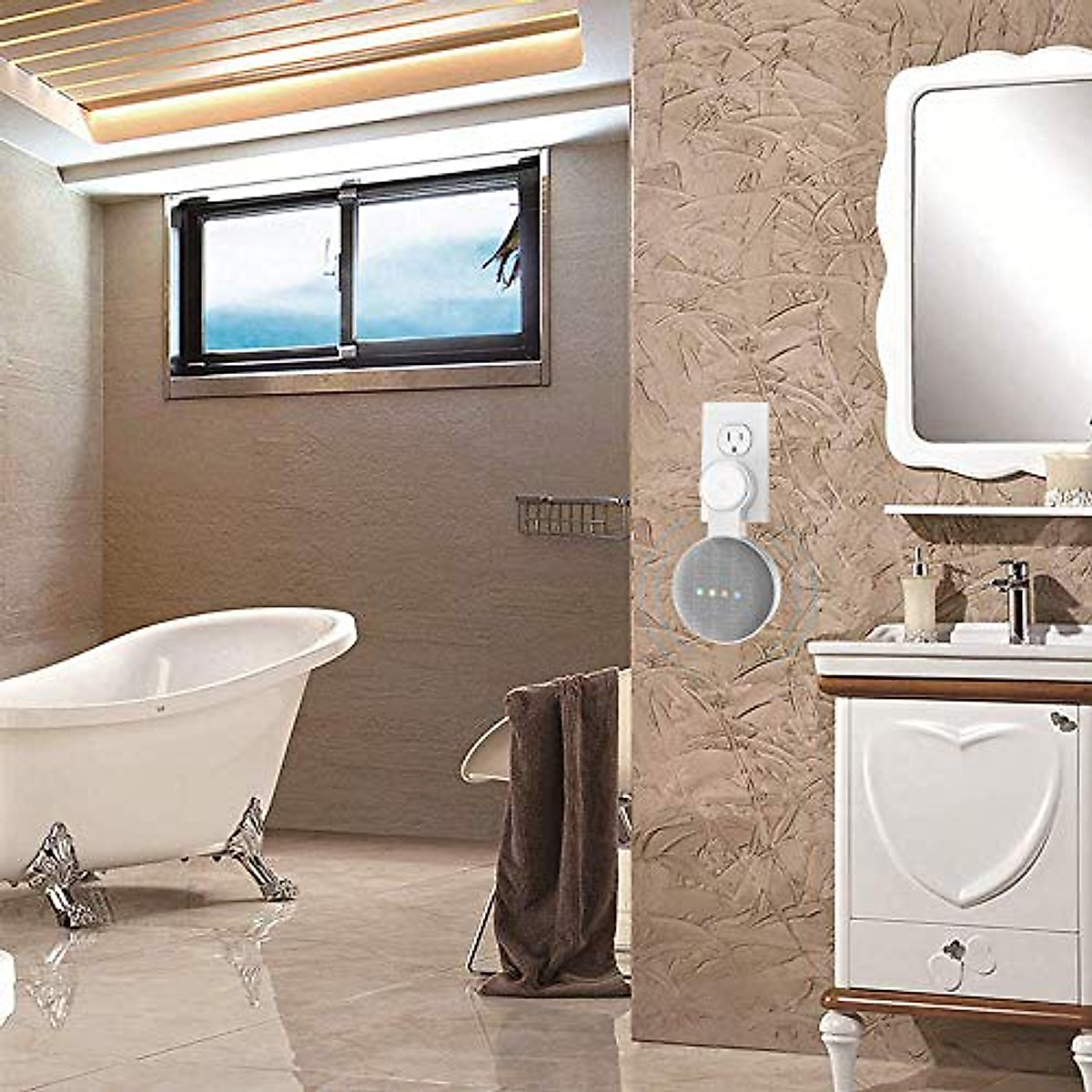 CUHIOY Google Nest Mini Wall Mount Holder (2nd Gen), Google Nest Mini Speaker Stand with Cord Management, Outlet Wall Mount Accessories for Nest Mini Speaker (Black, 2 Pack)