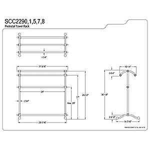 Kingston Brass SCC2295 Pedestal Towel-Rack, Oil Rubbed Bronze 29.5 x 28 x 13