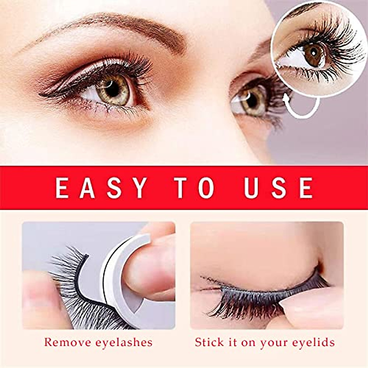 Self-adhesive Eyelashes,2024 New Snap on,3 Pairs Eyelashes Snap on No Adhesive (3*Natural)