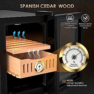 Mojgar 18L Electric Cooler Cabinet, 100 Counts Cooling and Heating Temperature Control Cabinet with Spanish Cedar Wood Shelves & Hygrometer, Gift for Men Father Husband