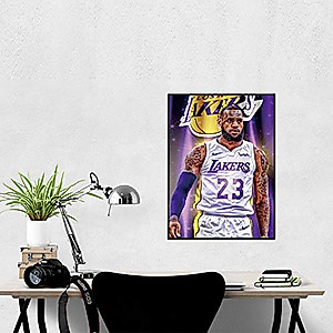 Lebron James Canvas Wall Art,LA Lakers Poster Wall Art Print,Star Forever Legend Picture Artwork for Home Decor,Lebron Canvas Wall Poster Print for Men Boys Bedroom Decor ,Unframed.(16"x 24")