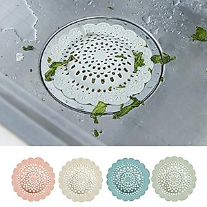 Durable Silicone Flower Hollowed Sink Strainer Filter Bath Kitchen Drain Cover - Beige